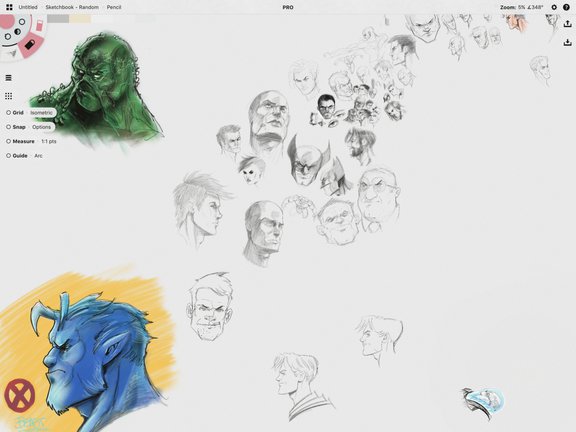Comic Character Sketching • Concepts App • Infinite, Flexible Sketching