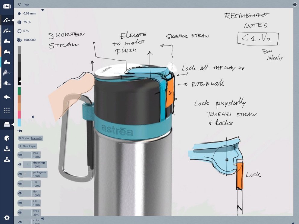 Designing the Astrea Water Bottle • Concepts App • Infinite, Flexible ...
