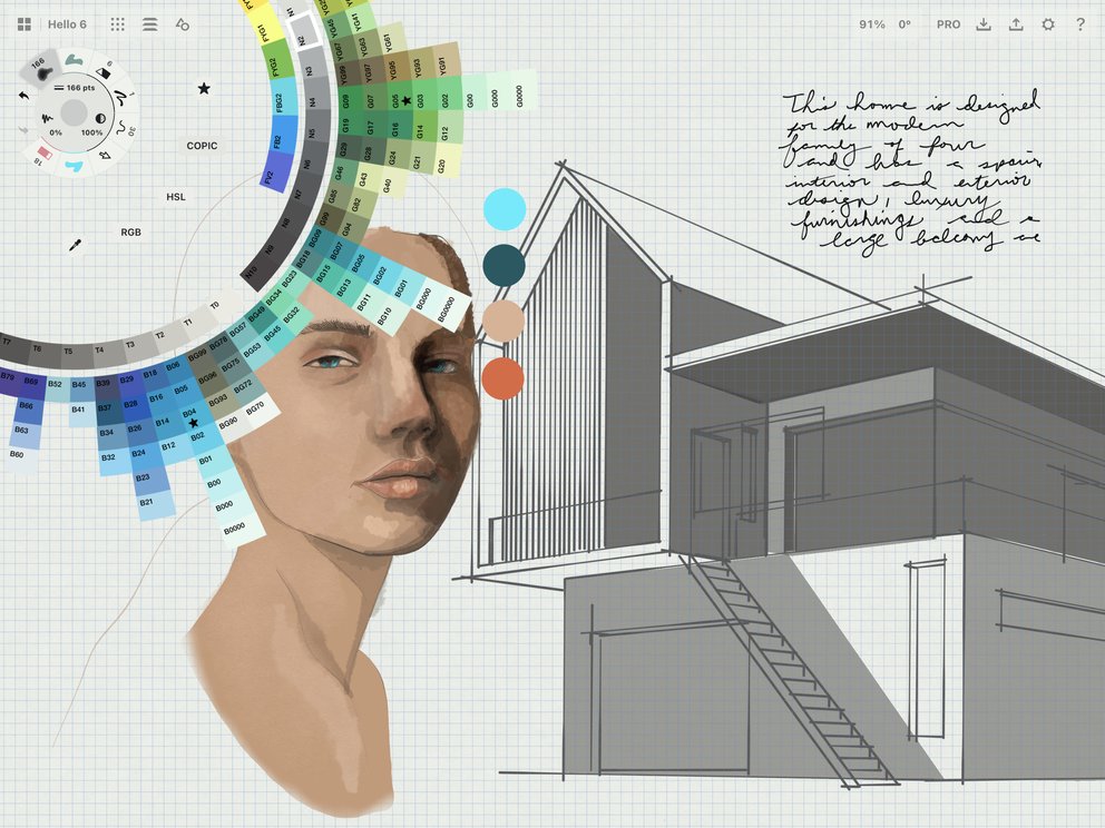 Freeform vs Concepts App • Concepts App • Infinite, Flexible Sketching