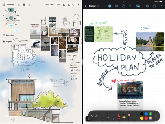 Freeform vs Concepts App • Concepts App • Infinite, Flexible Sketching